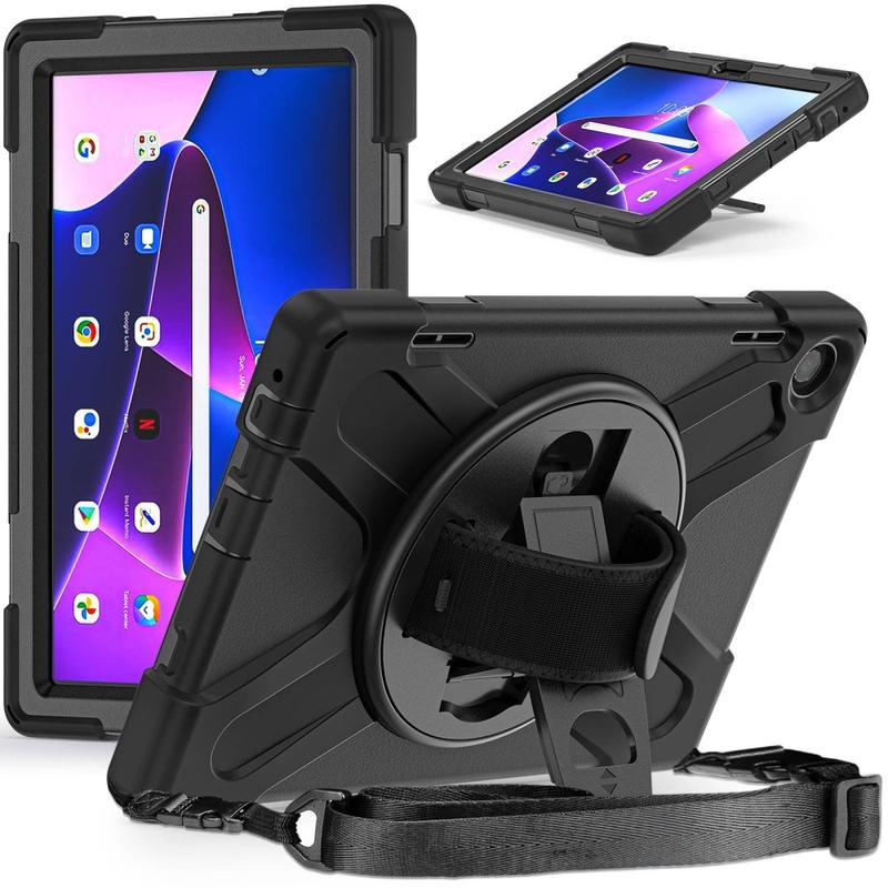 Lenovo Tab M10 Gen 3 Heavy Duty 360 Deksel med Håndrem - Svart